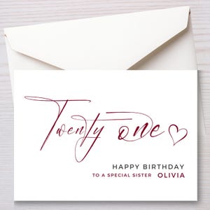 Personalized 21st Birthday Card, Modern Calligraphy Design - Etsy