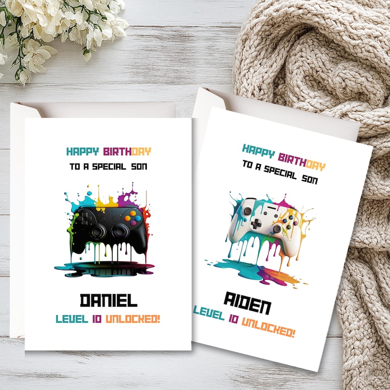 Personalized Gamer Birthday Card – Dripping Paint Controller Design - Etsy