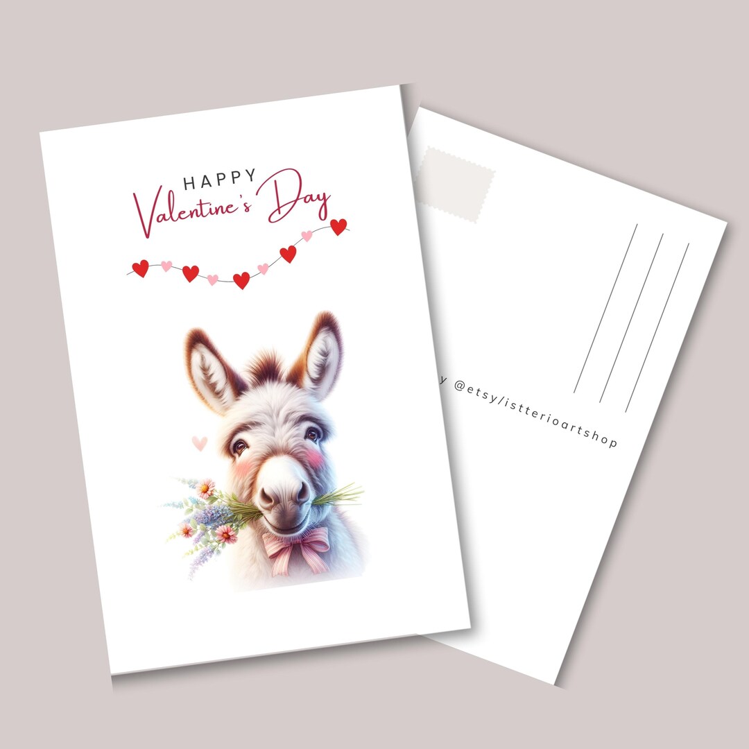 Valentines Day Animal Postcards Set, Cute Farm Animal Valentines Cards ...