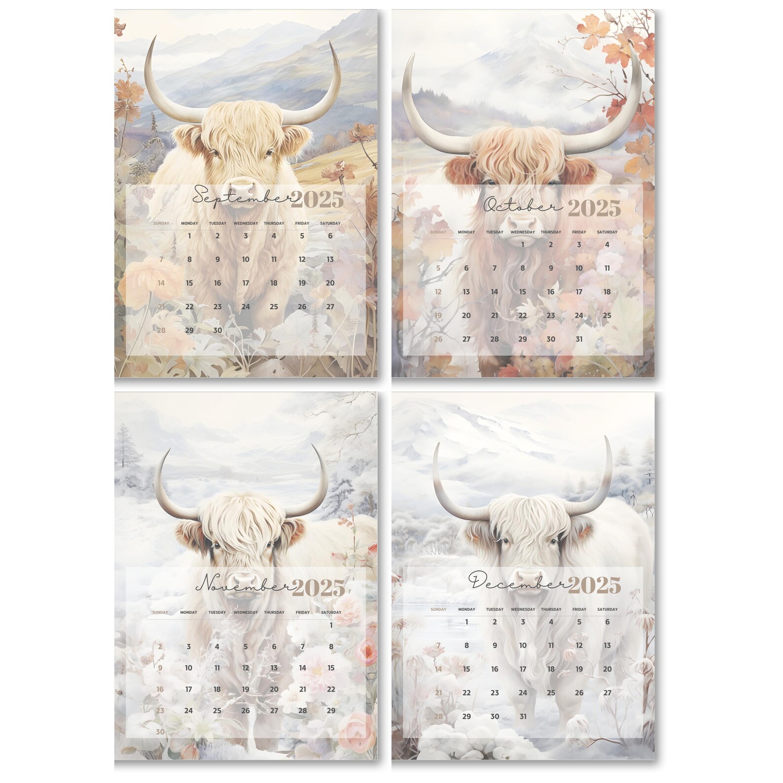 2025 Highland Cow Desk Calendar, 2025 Highland Cow Calendar ...