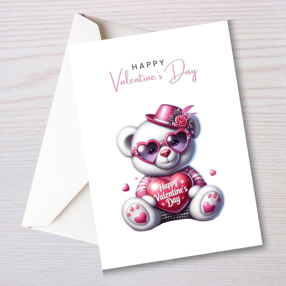 Cute Teddy Bear Valentine’s Day Card, Adorable Love Greeting Valentines ...