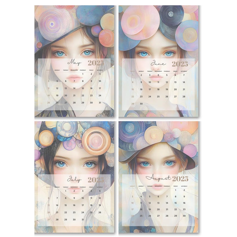 2025 Artistic Portrait Calendar, Unique Illustrated Calendar ...