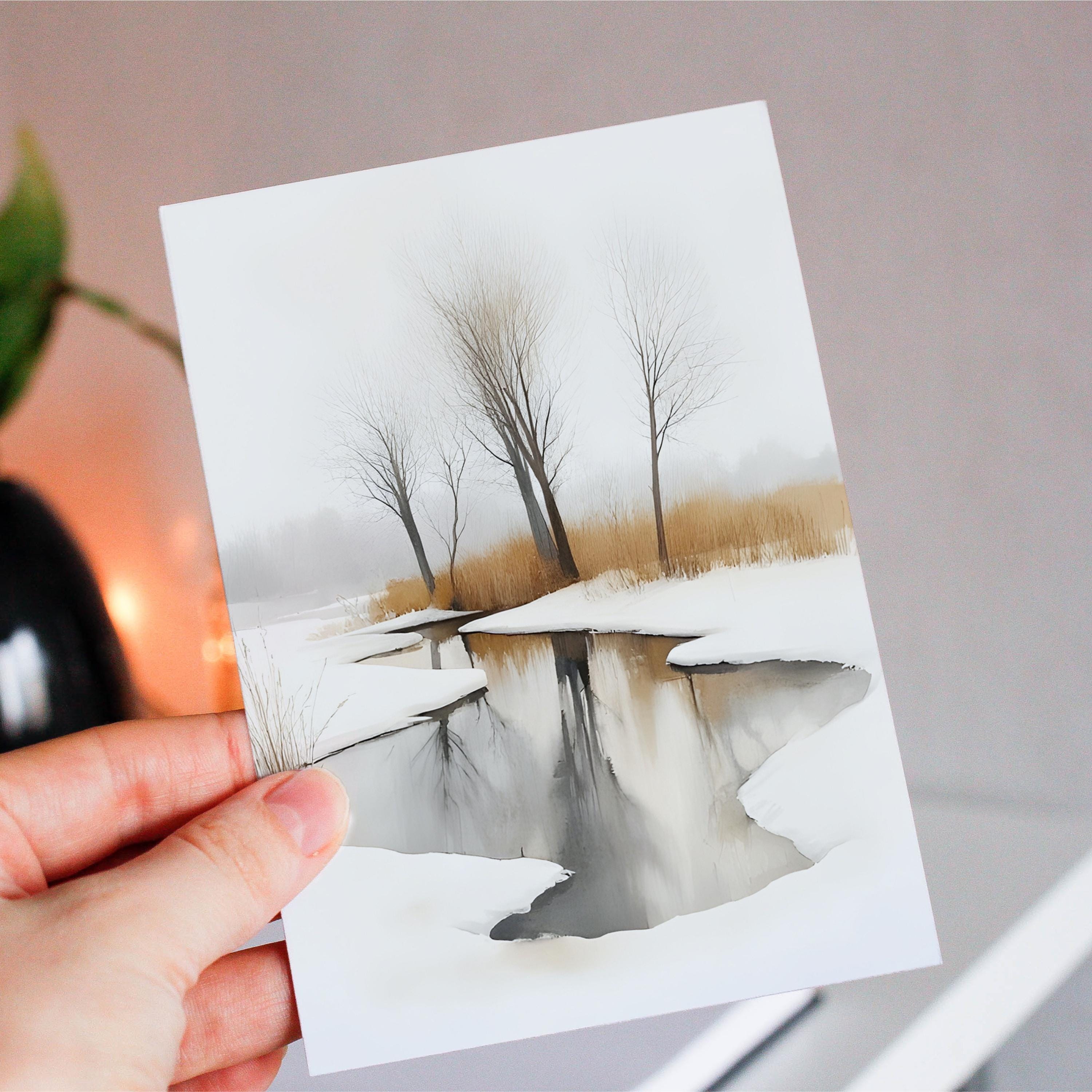 Winter Landscape Greeting Card Set, Minimalist Holiday Cards, 5x7 ...