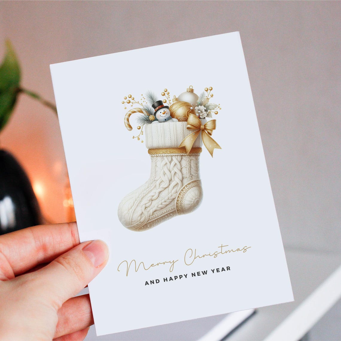 Set of 6 Christmas Stocking Cards, Luxurious Holiday Greeting Cards ...