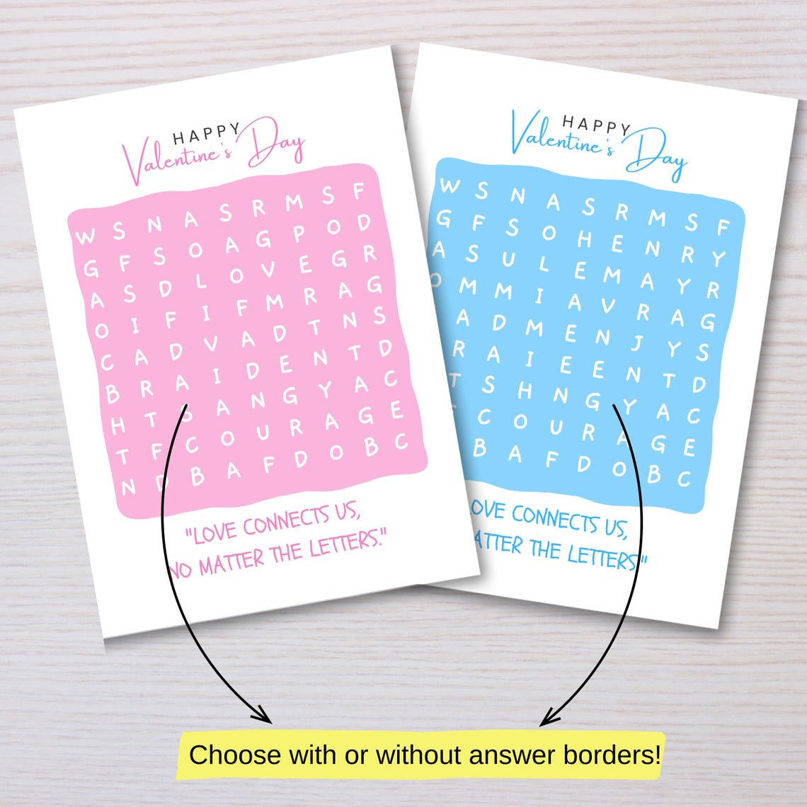 Personalized Valentine's Day Word Search Card, Custom Name Puzzle - Etsy