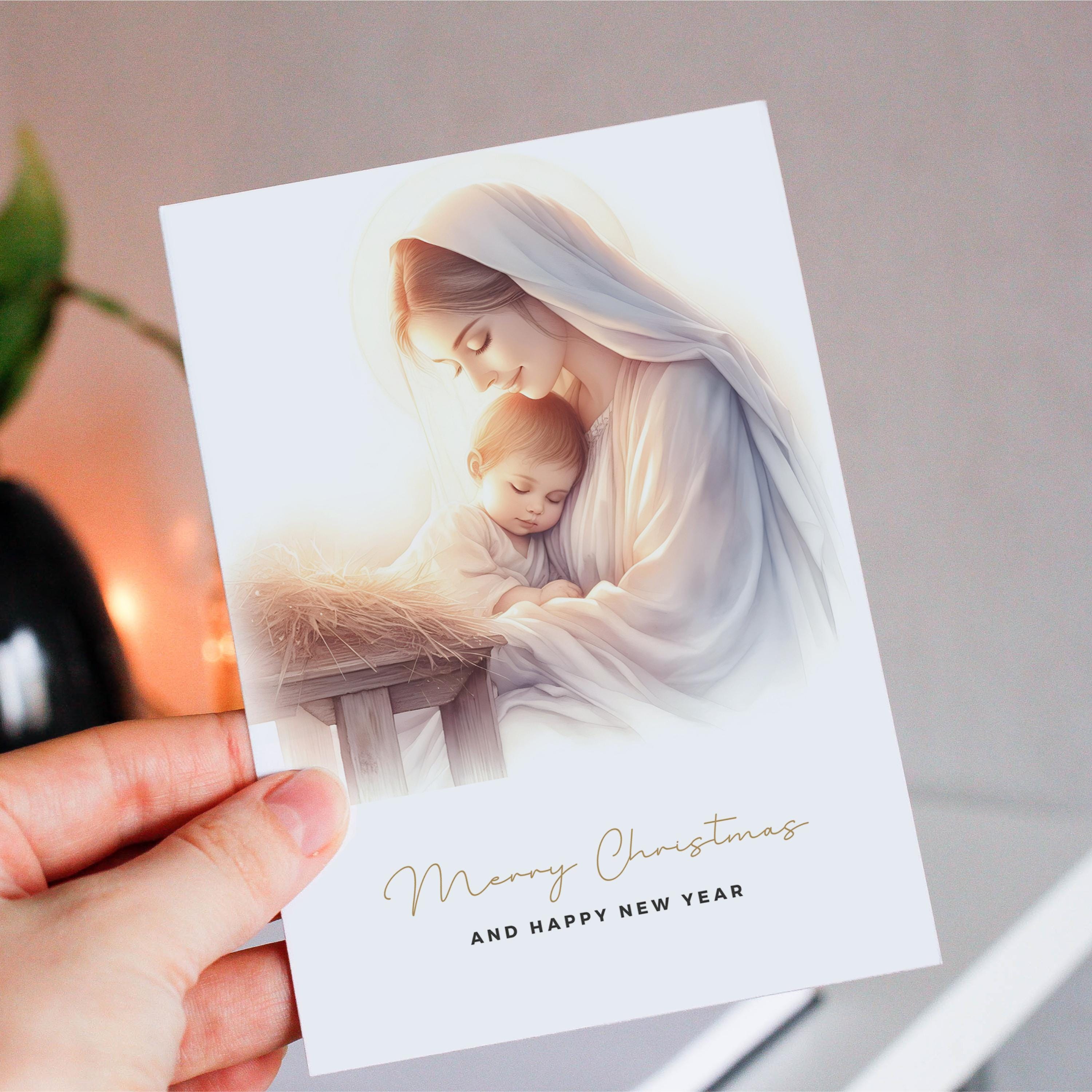 Nativity Scene Christmas Cards, Religious Holiday Greetings, Set of 6 ...