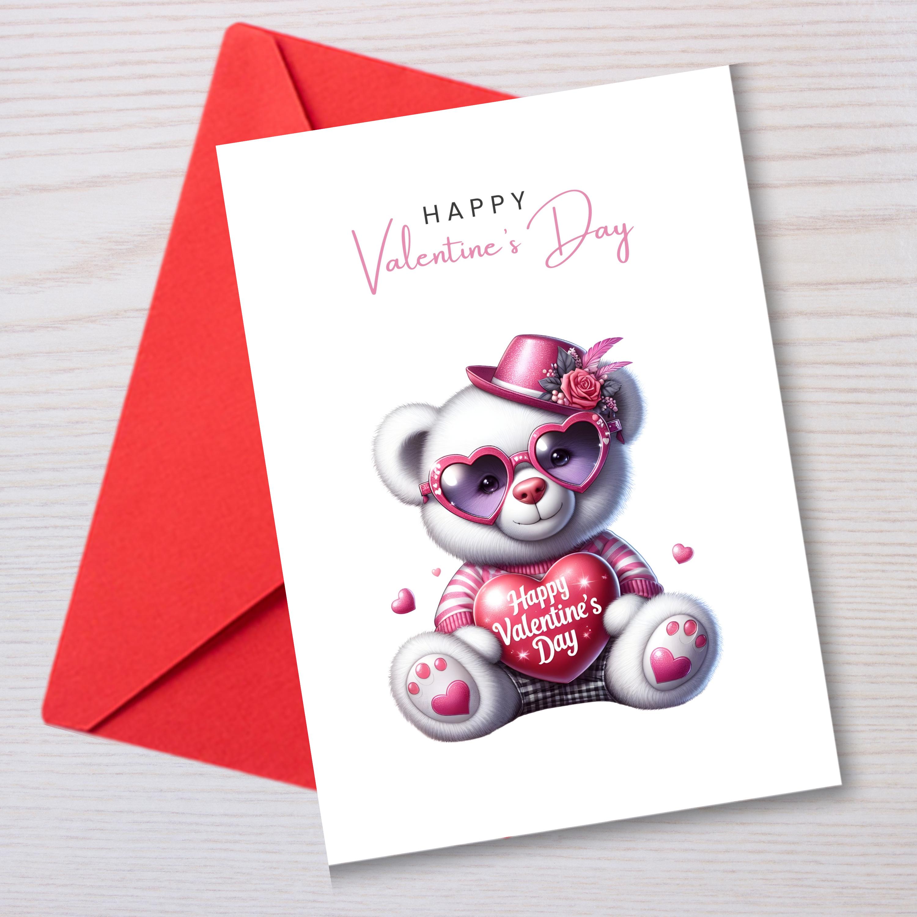 Cute Teddy Bear Valentine’s Day Card, Adorable Love Greeting Valentines ...