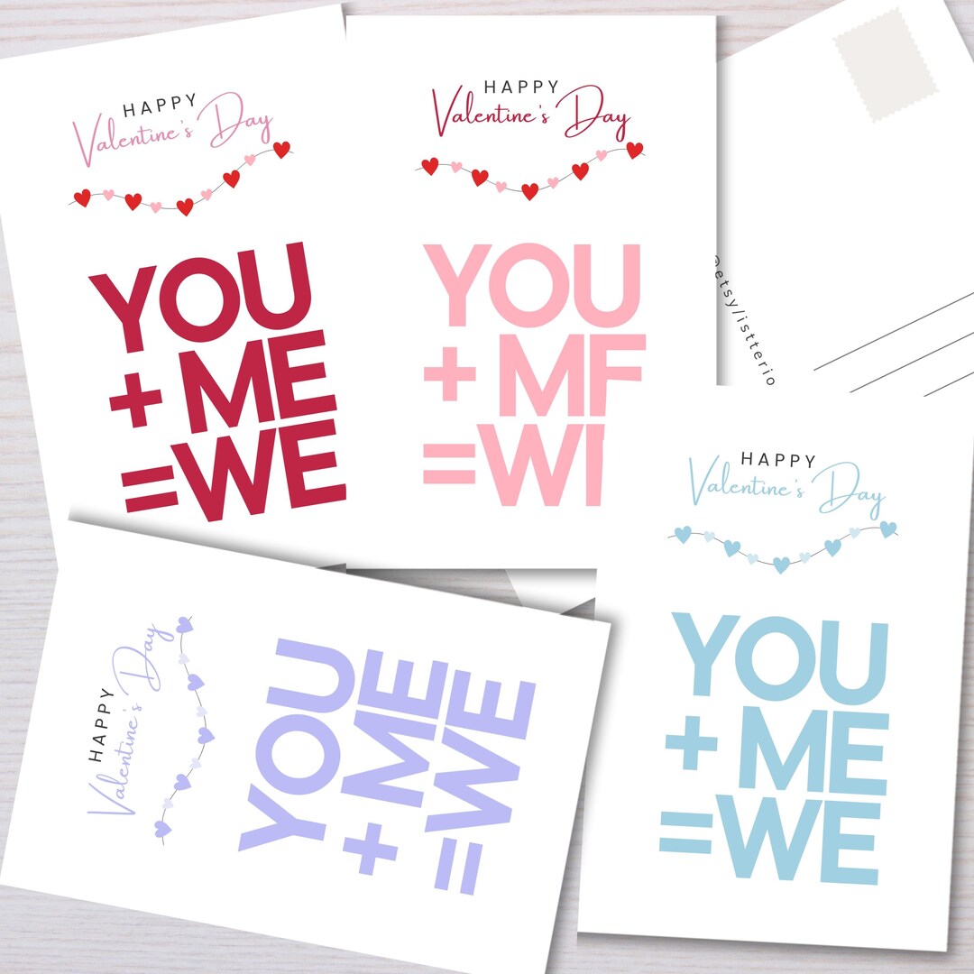 Minimalist Valentine's Day Postcard, Modern Typography Happy Valentines ...