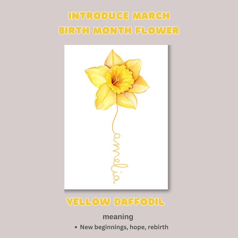 Custom Daffodil Card, Personalized March Birth Flower Stationery - Etsy