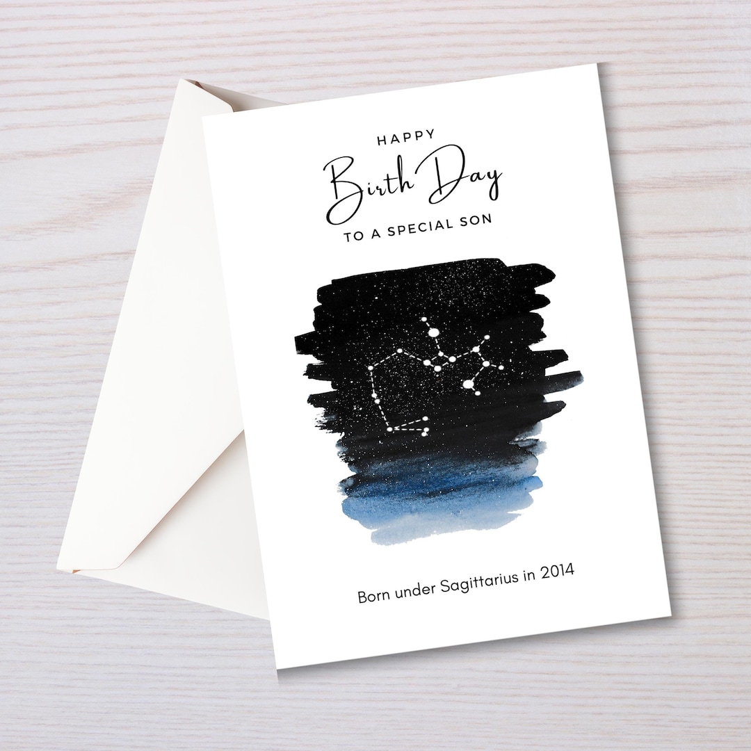 Zodiac Constellation Birthday Card, Personalized Astrology Card, Custom ...