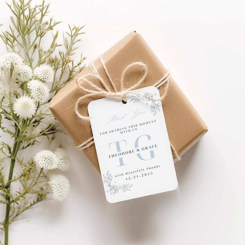Personalized Wedding Favor Tags, Floral Design - Etsy