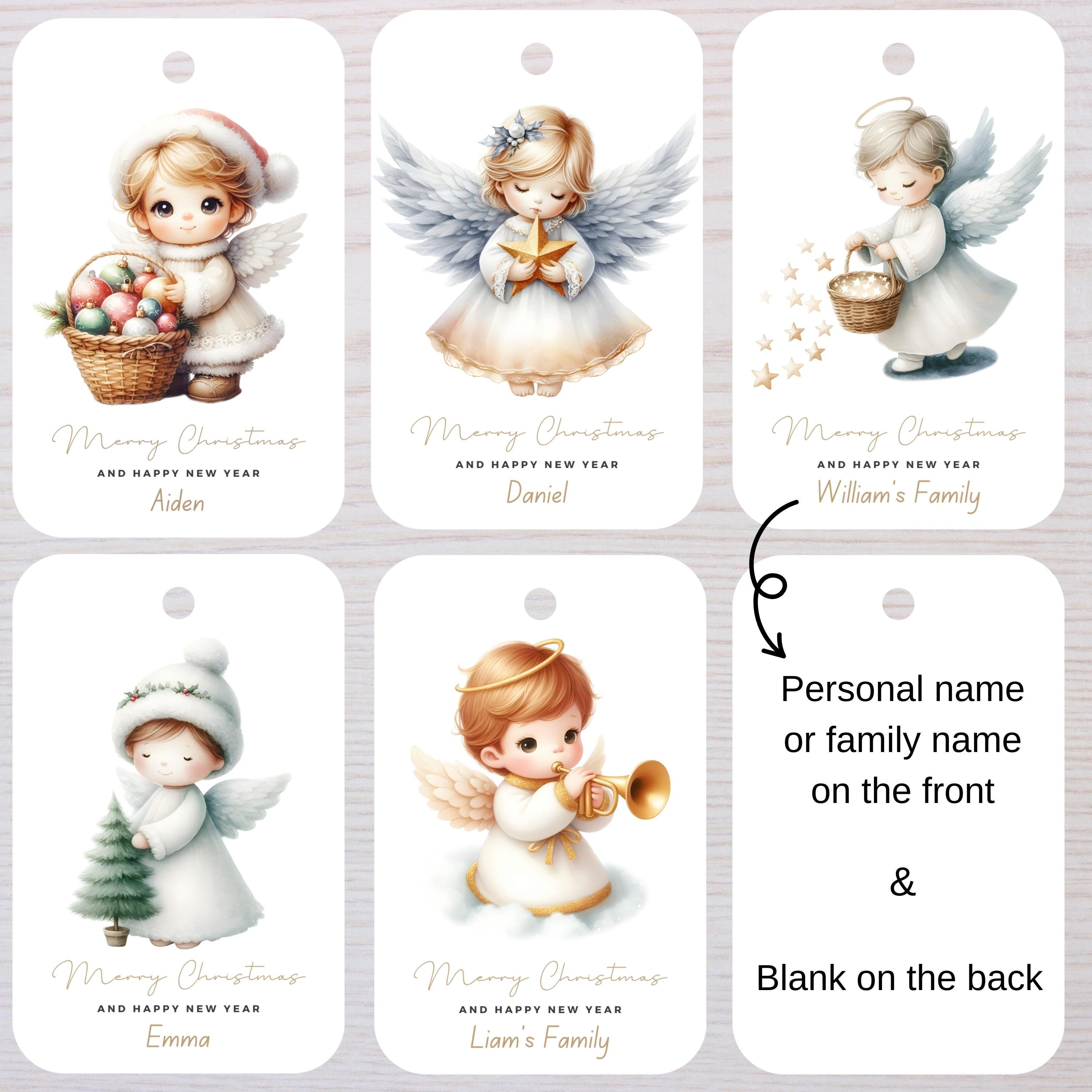 Personalized Angel Christmas Gift Tags, Custom Holiday Labels - Etsy