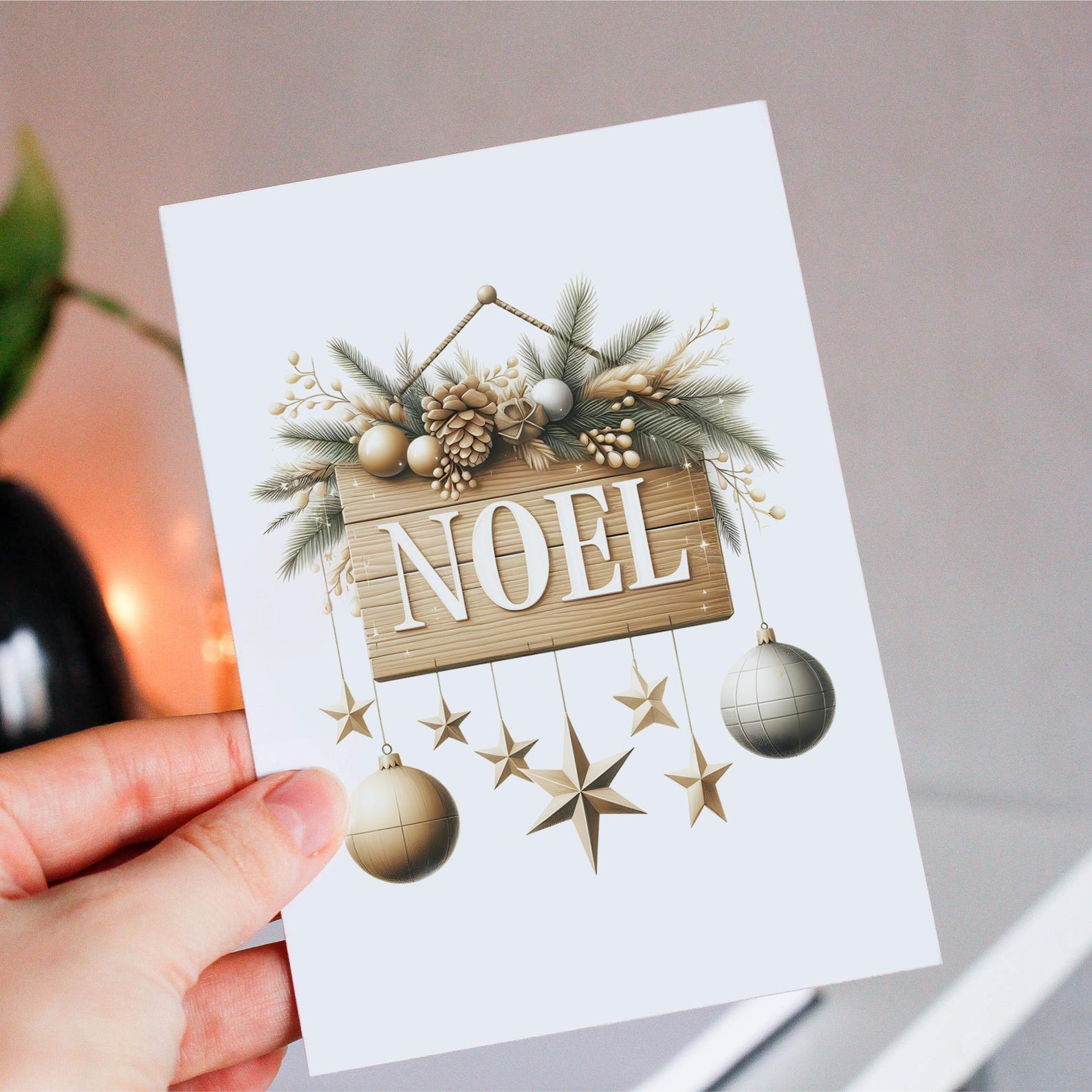 Rustic Christmas Card Set of 6, Holiday Greeting Cards, 5x7 Folded ...