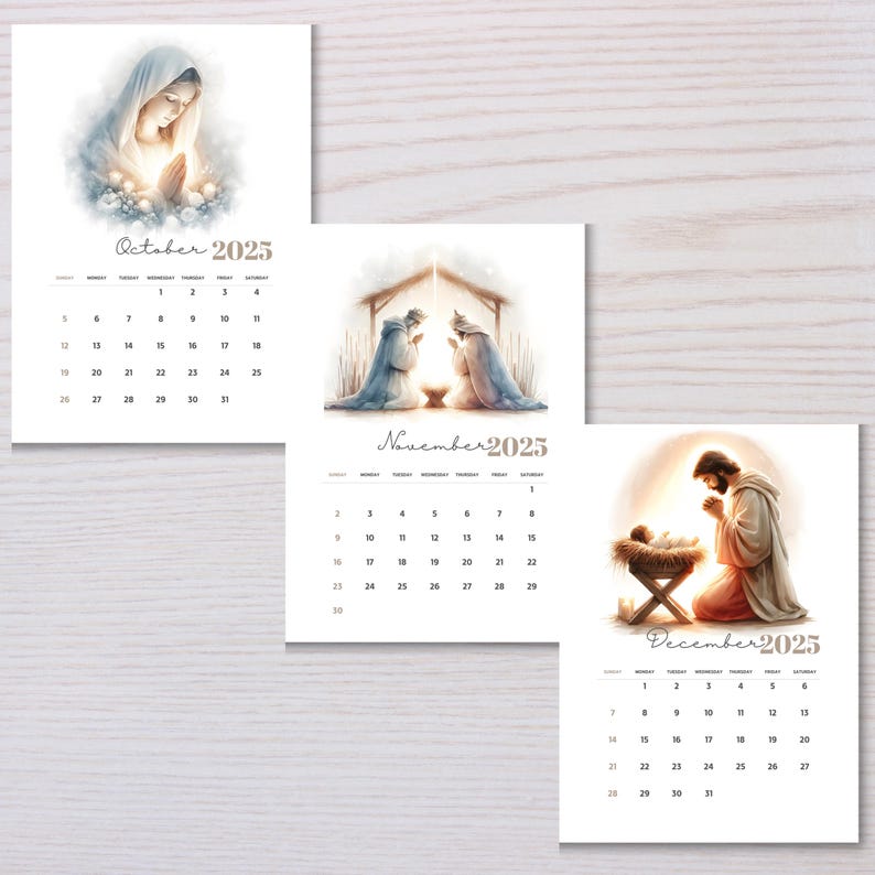 2025 Christian Calendar With Praying Jesus, Monthly Calendar, Mini ...