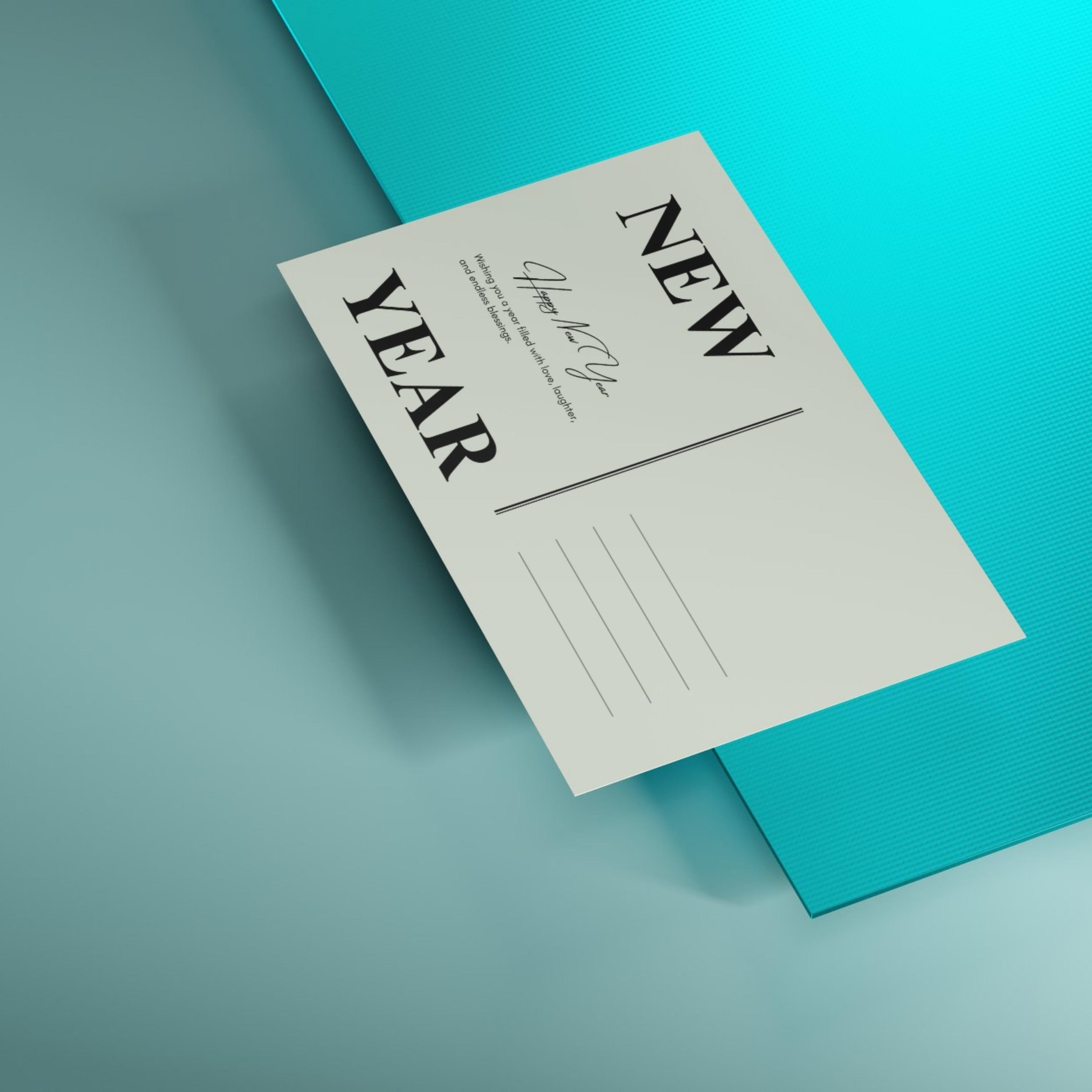 Minimalist Happy New Year 2025 Postcard, Modern New Year Postcard With ...