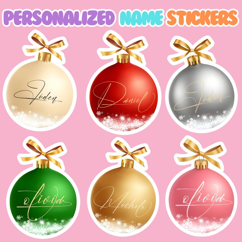 Christmas Ornament Name Stickers, Personalized Holiday Gift Tags - Etsy
