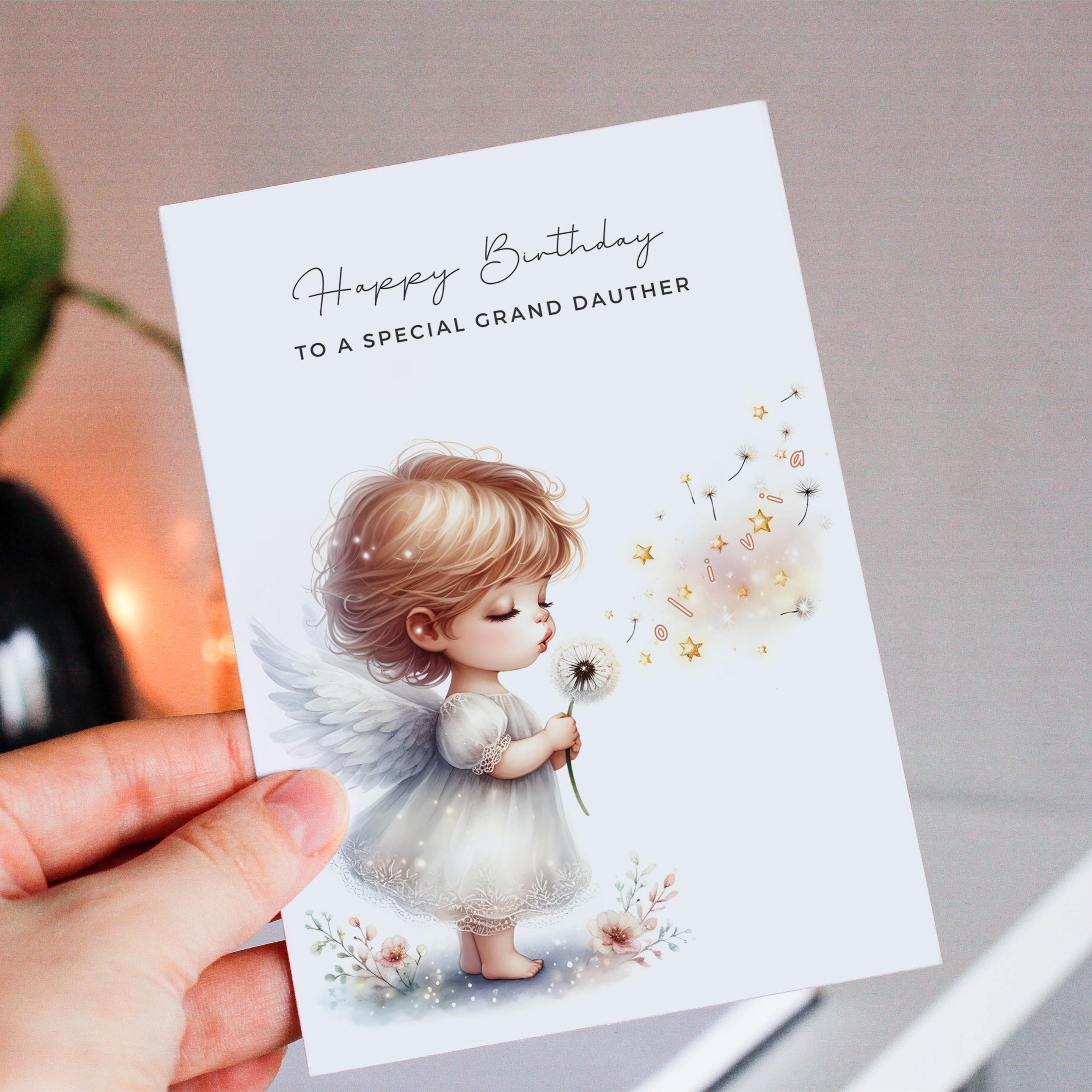 Personalized Angel Grandchild Birthday Card - Etsy