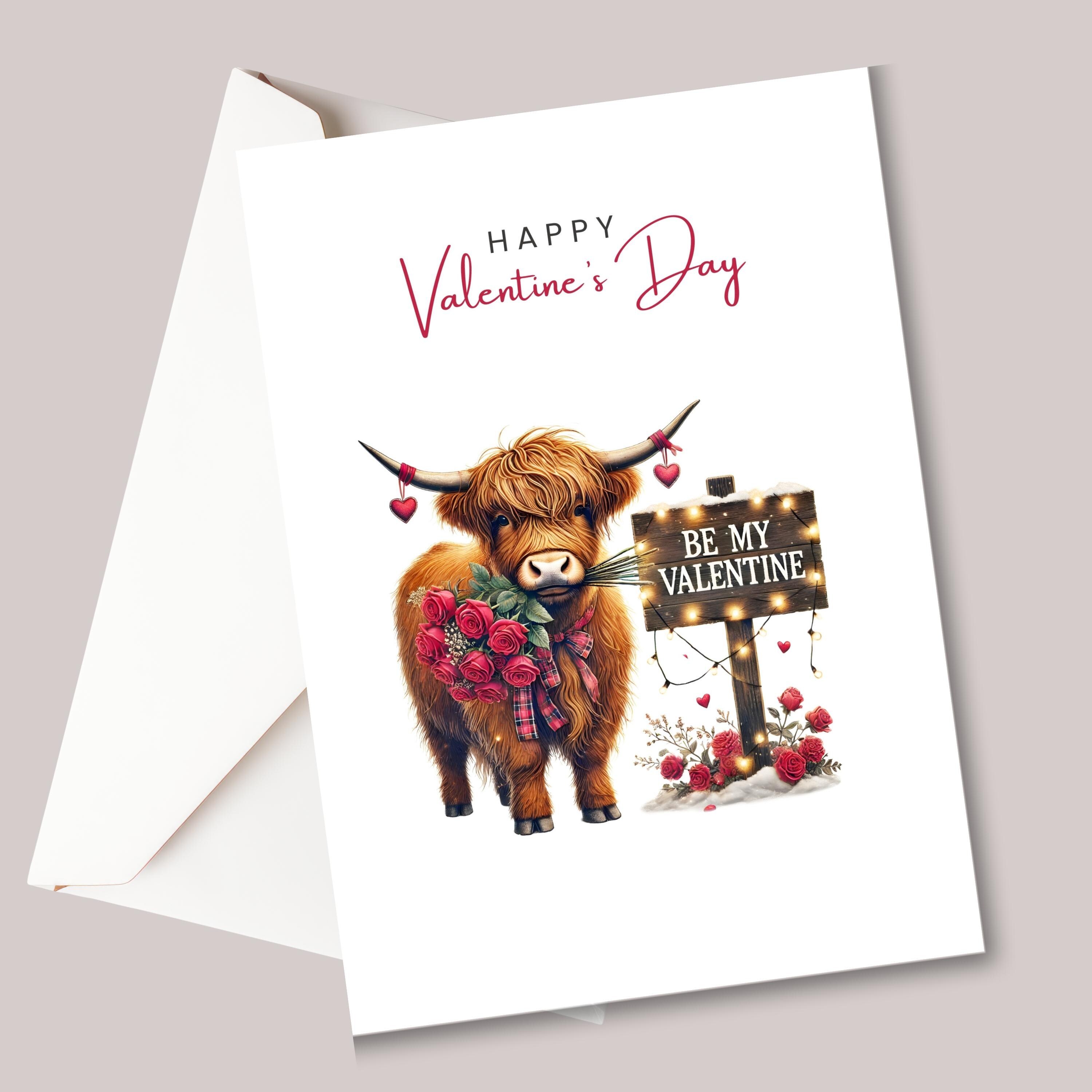 Highland Cow Valentine's Day Cards Set, Rustic Farm Love Notes - Etsy