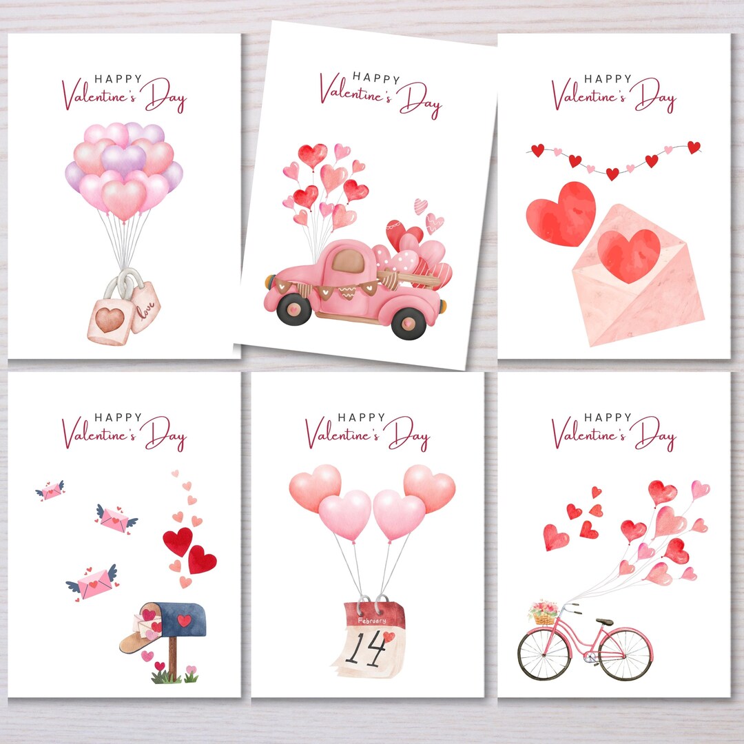 Watercolor Valentines Day Cards, Cute Love Greeting Cards, Romantic ...