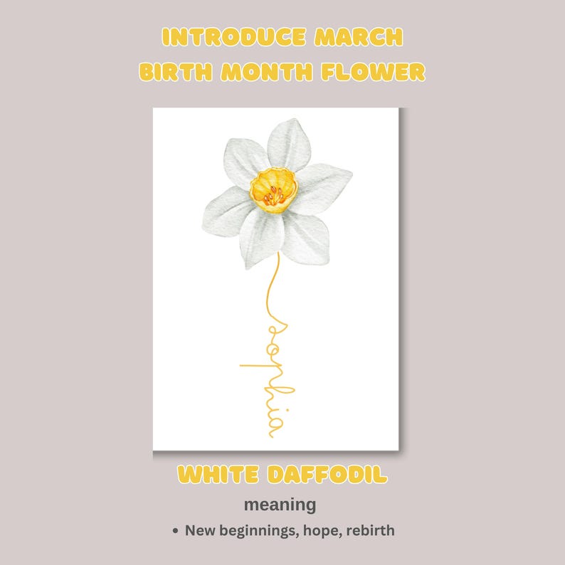 Custom Daffodil Card, Personalized March Birth Flower Stationery - Etsy