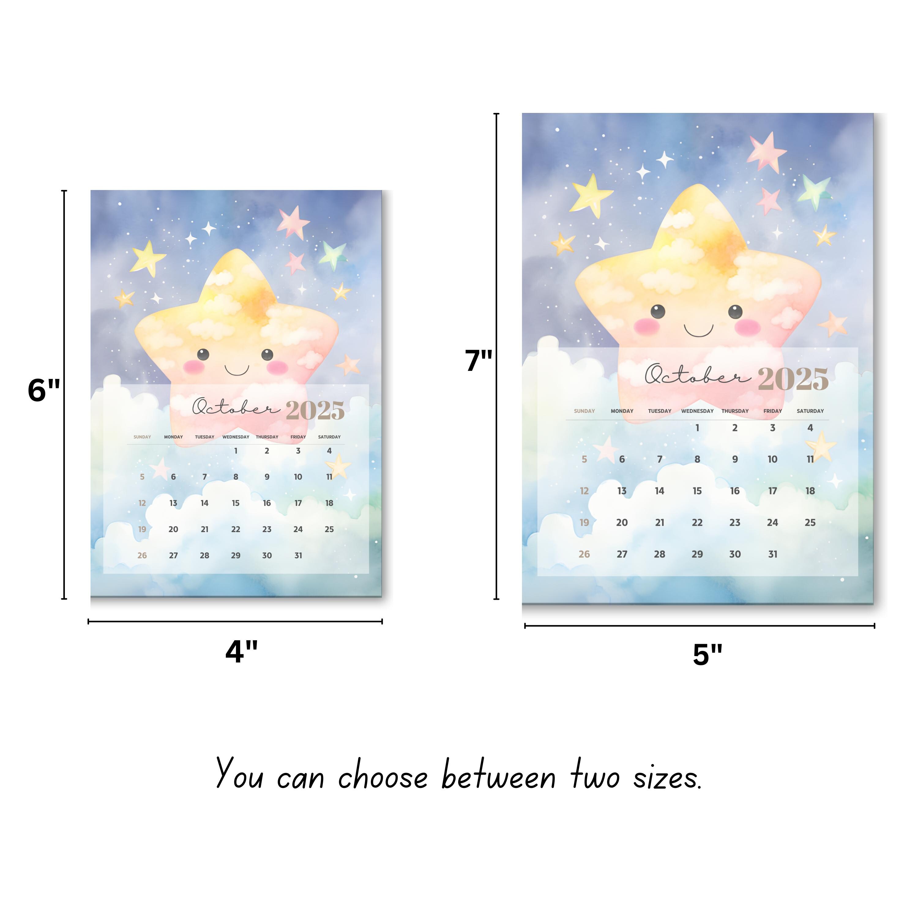 2025 Whimsical Pastel Rainbow Calendar, Adorable Pastel Desk Calenda ...