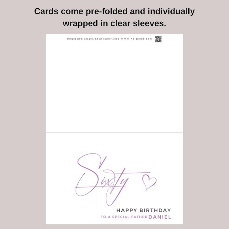Personalized 60th Birthday Card, Calligraphy Milestone Greeting - Etsy