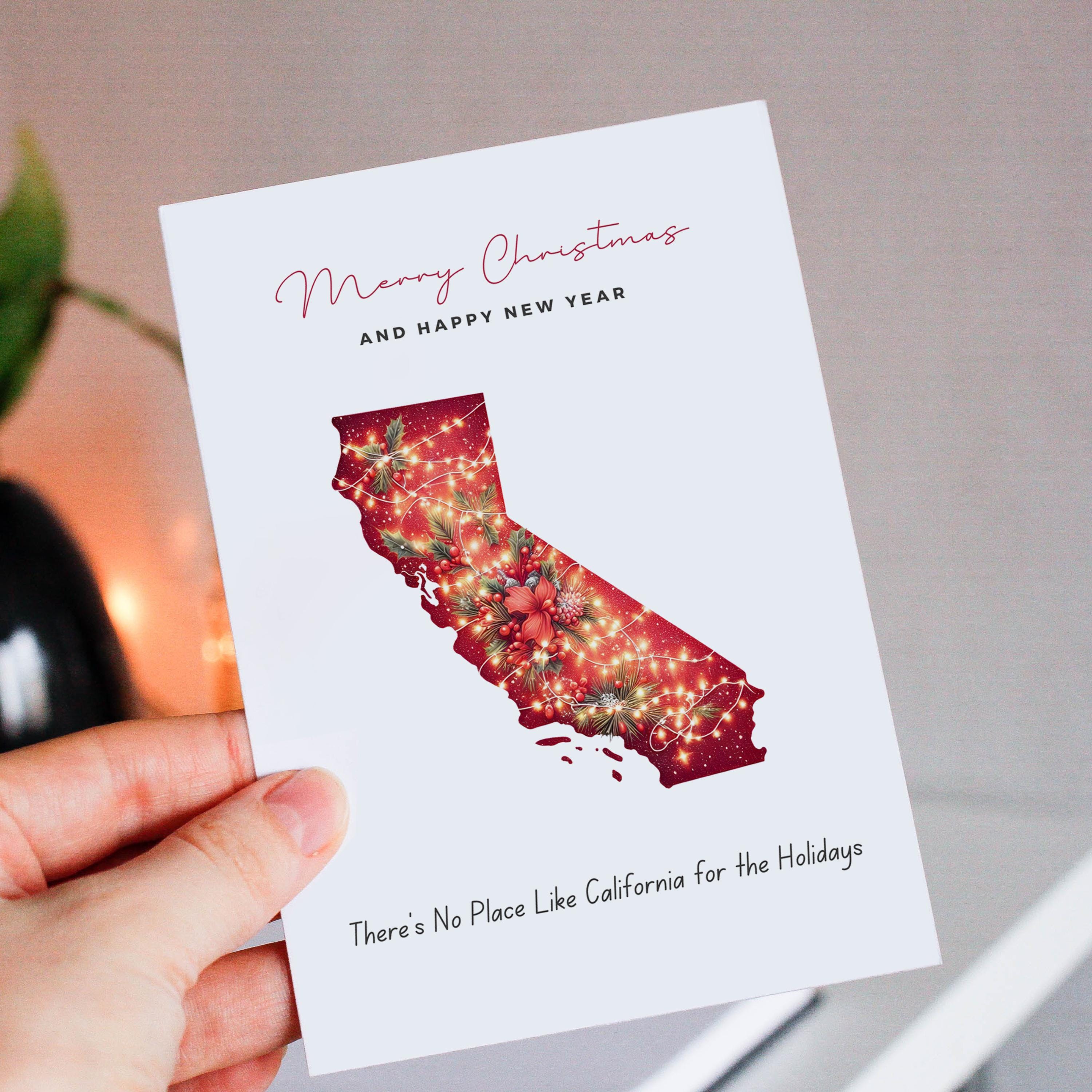 Personalized Chrismtmas State Map Cards – Festive USA States Holiday ...