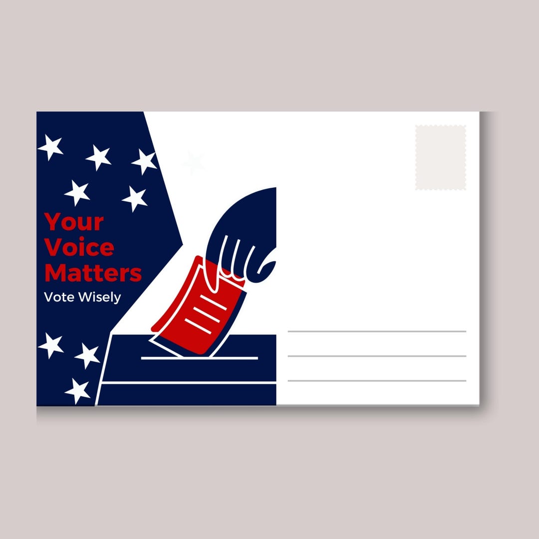 Your Voice Matters Voter Postcard, Patriotic Election Mailer - Etsy