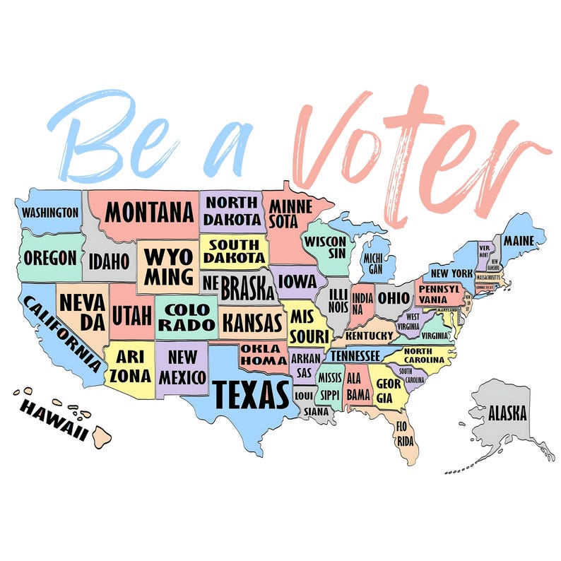 Be a Voter Postcard, USA Map, Civic Engagement - Etsy