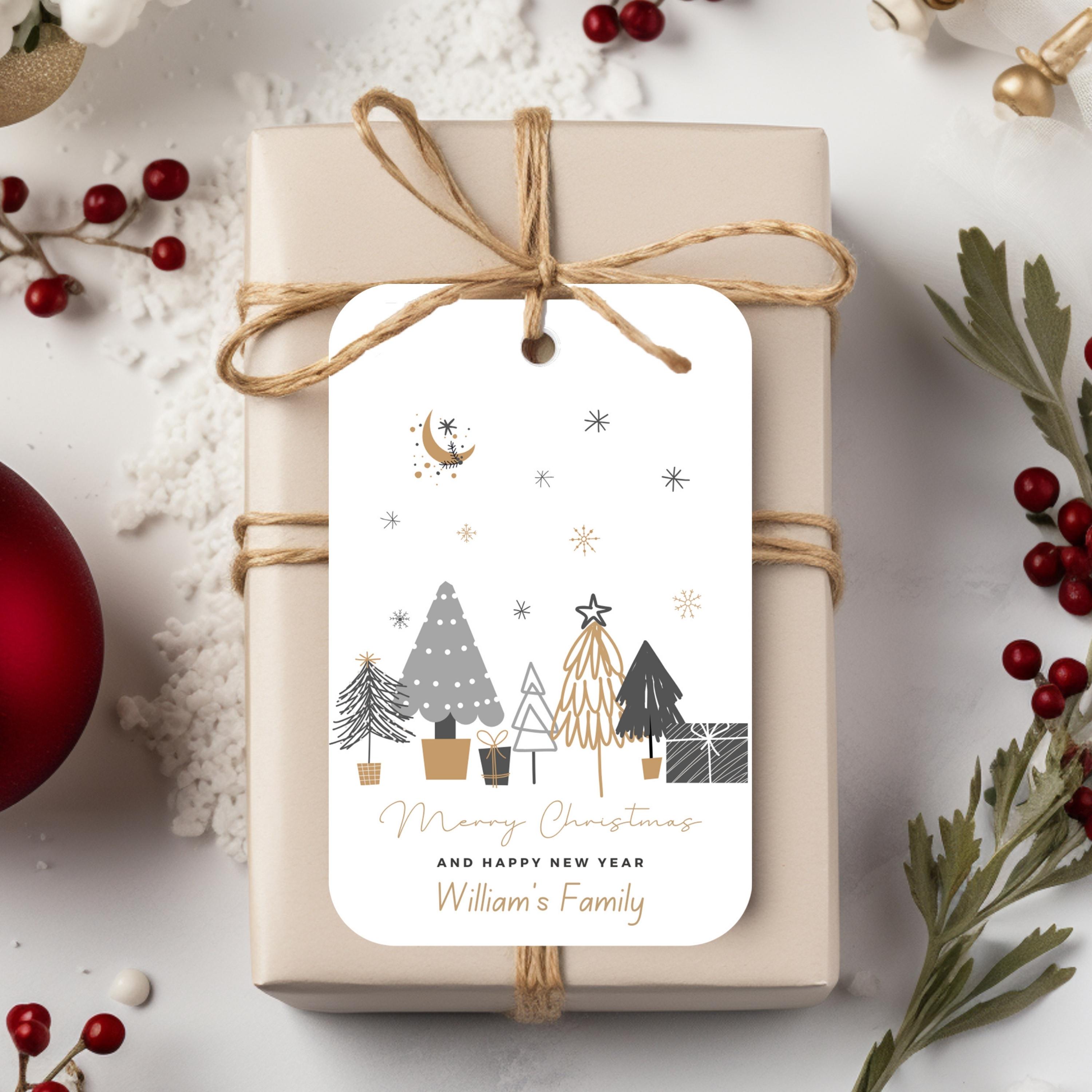 Minimalist Christmas Gift Tags, Personalized Holiday Name Labels - Etsy