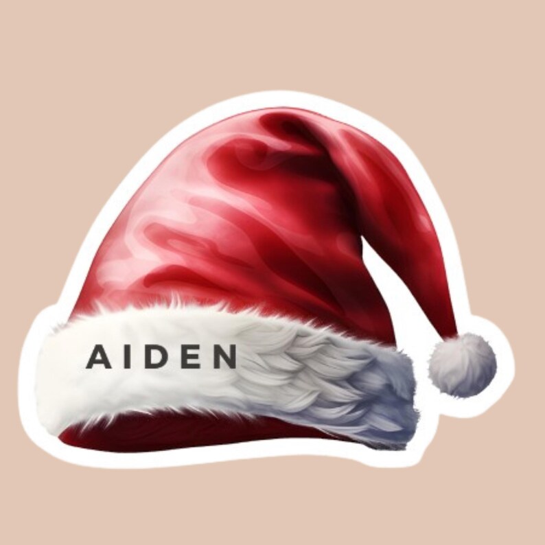 Custom Name Santa Hat Stickers, Personalized Christmas Gift Tags - Etsy