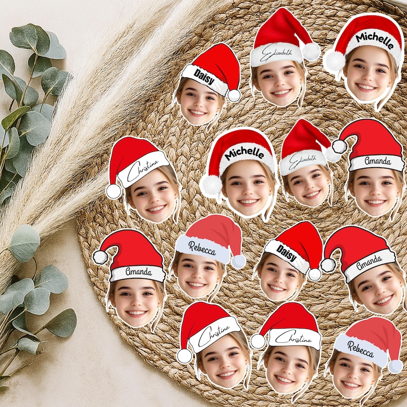 Personalized Santa Stickers, Christmas Face Confetti, Custom Photo ...
