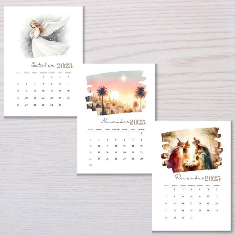 2026 Nativity Desk Calendar: Christian Art With Biblical Scenes - Etsy