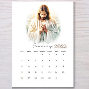 2025 Christian Calendar With Praying Jesus, Monthly Calendar, Mini ...
