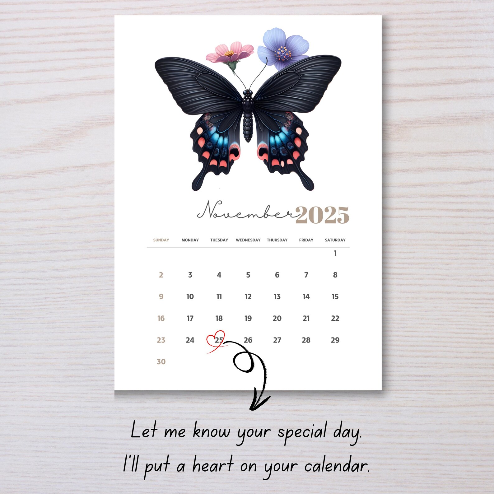 Butterfly Desk Calendar 2026, Floral Art, With Acrylic Stand - Etsy