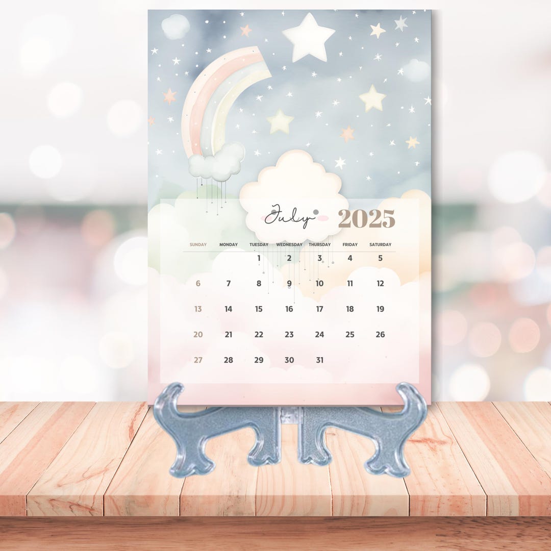 2025 Whimsical Pastel Rainbow Calendar, Adorable Pastel Desk Calenda ...