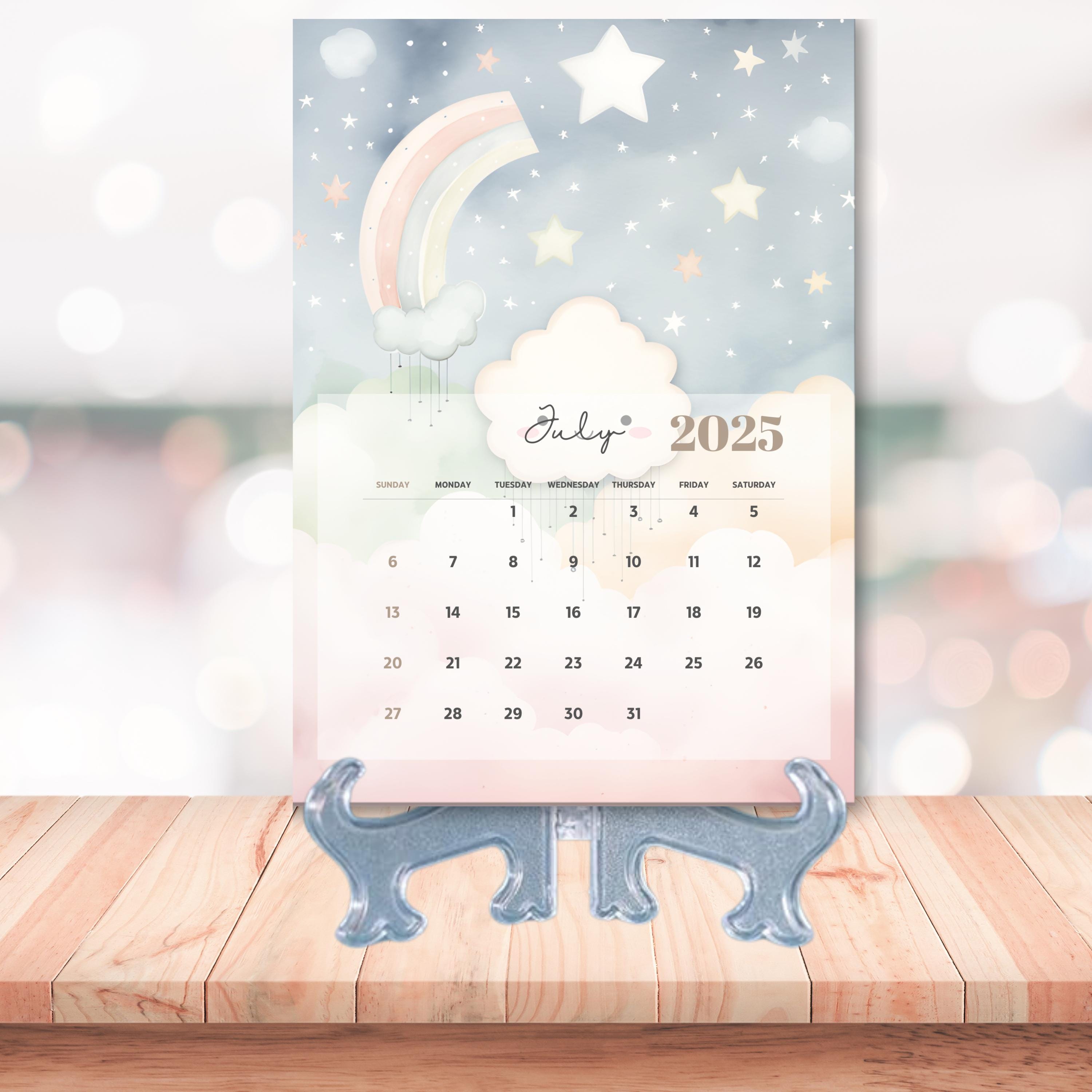 2025 Whimsical Pastel Rainbow Calendar, Adorable Pastel Desk Calenda ...