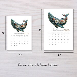 2025 Floral Whale Desk Calendar, Personalized Desk Calendar, Monthly ...