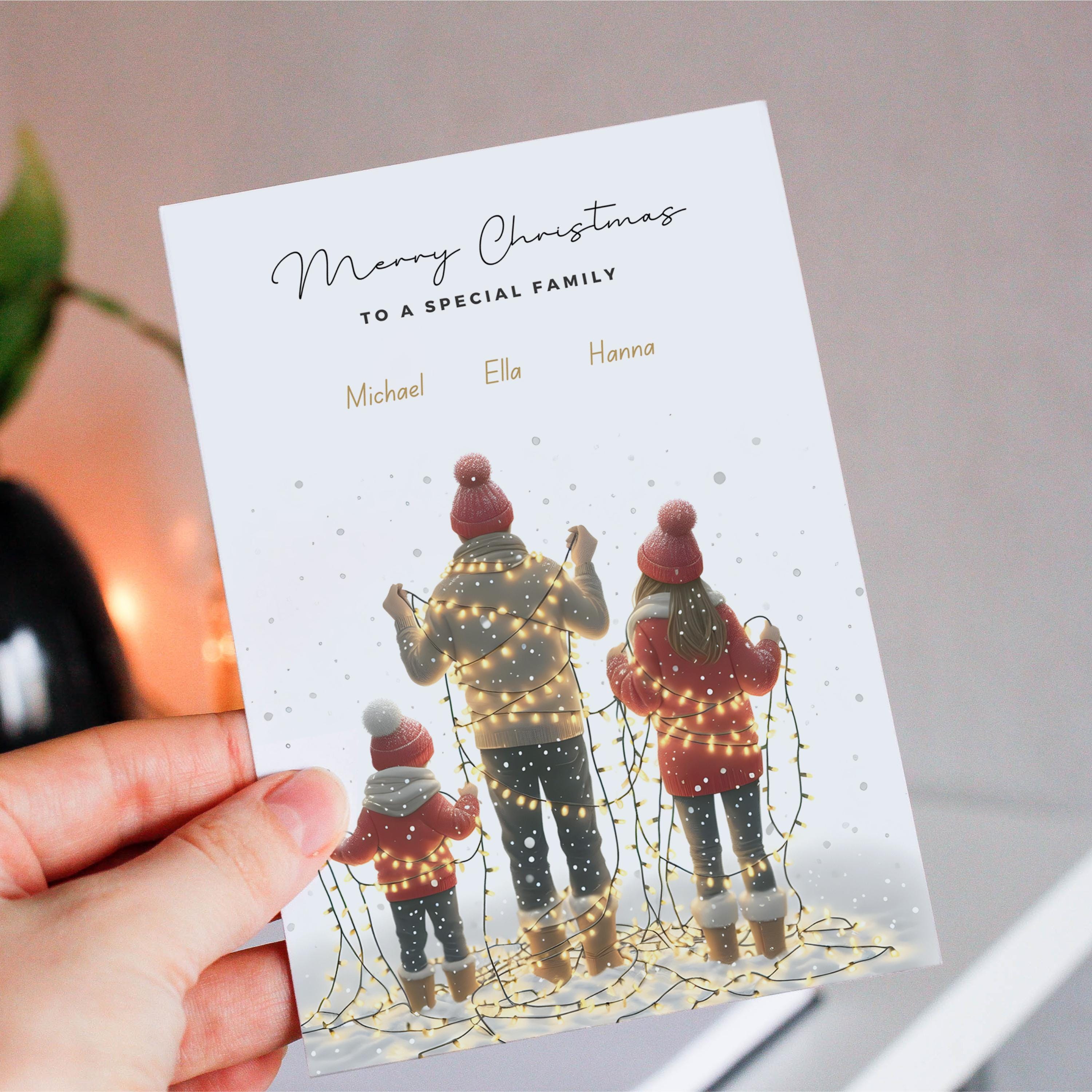 Personalized Family of Three Christmas Card, Personalized Christmas ...