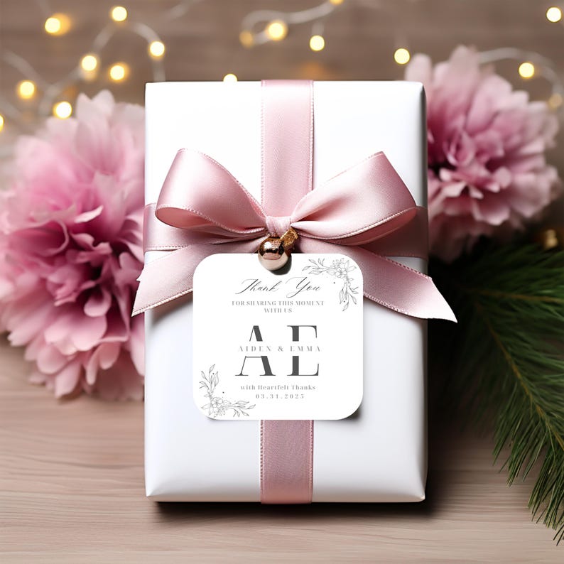 Personalized Wedding Gift Tag, Elegant Favor Tag, Custom Thank You Tag ...