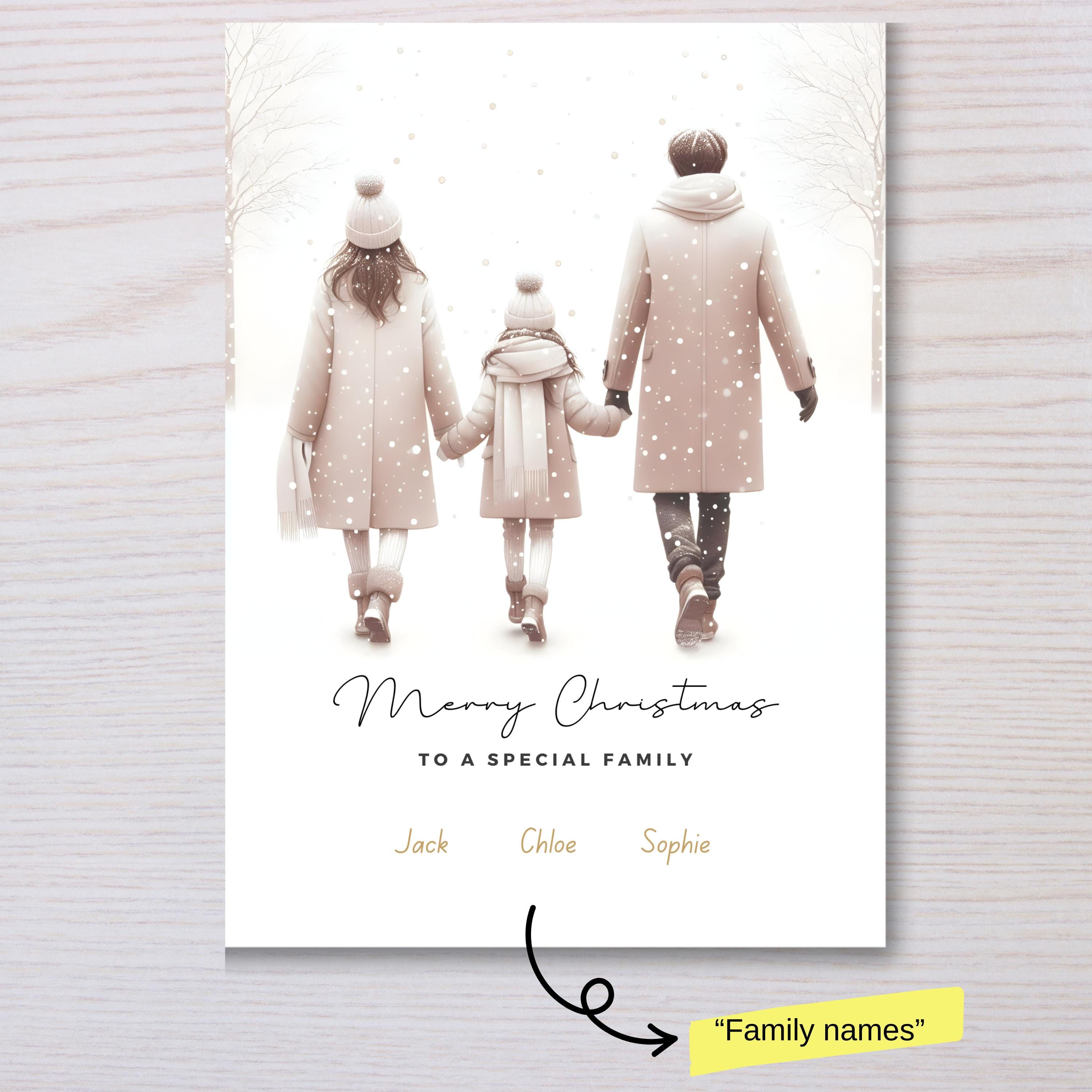 Personalized Family of Three Christmas Card, Personalized Christmas ...