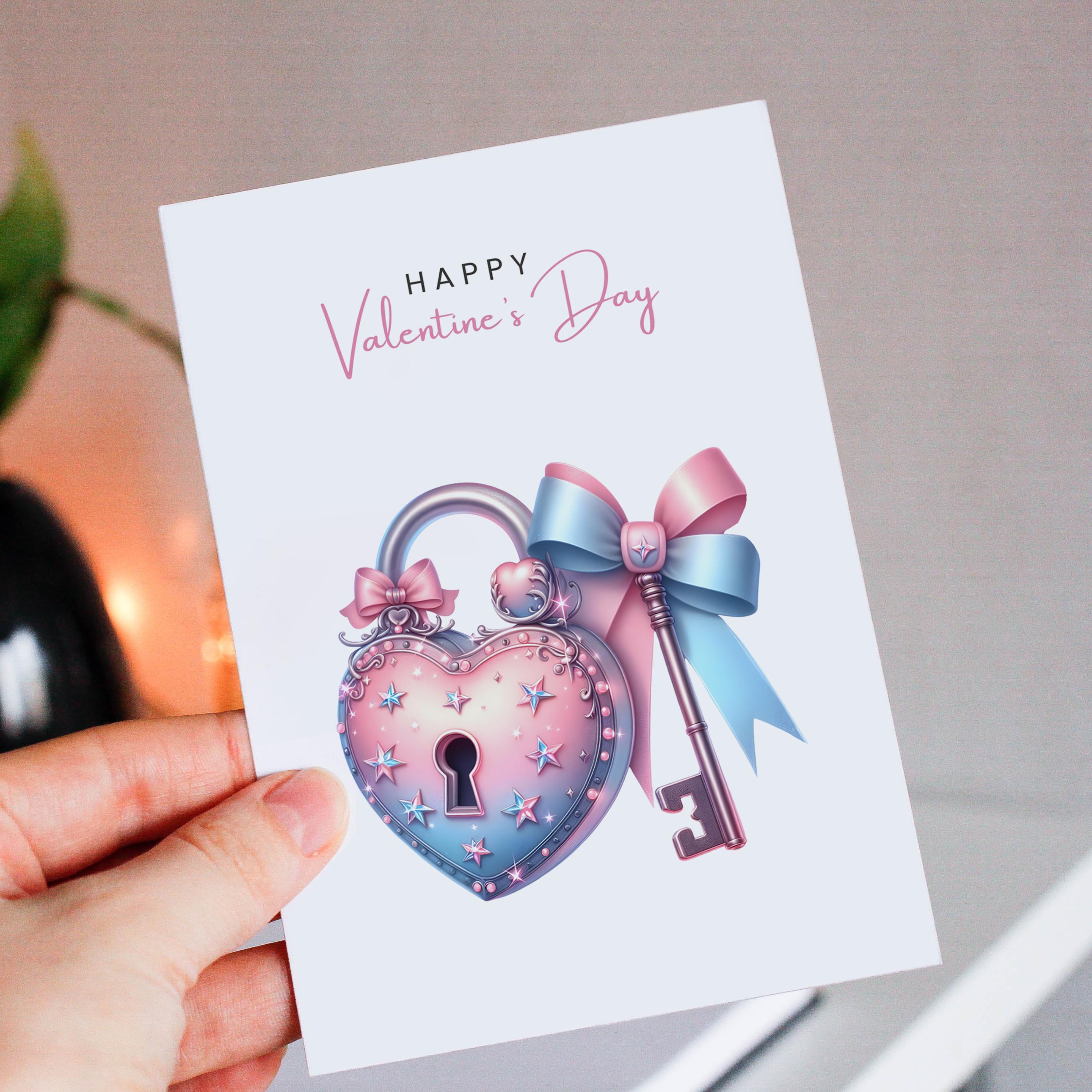 Romantic Valentines Day Card With Heart Lock and Key, Heart Lock & Key ...