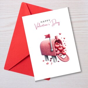 Valentines Day Card With Knitted Mailbox, Heart Romantic Greeting Card ...