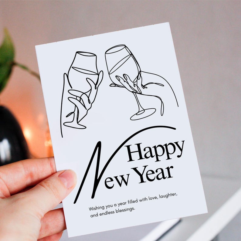 2026 Happy New Year Postcard Set | Modern Holiday Greeting Cards ...