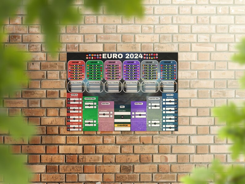EURO 2024 Wall Chart A0 & A2 Size Available, Euro 2024 Schedule, Euro ...
