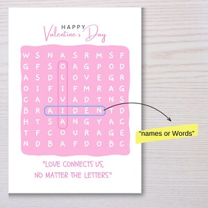 Personalized Valentine's Day Word Search Card, Custom Name Puzzle - Etsy