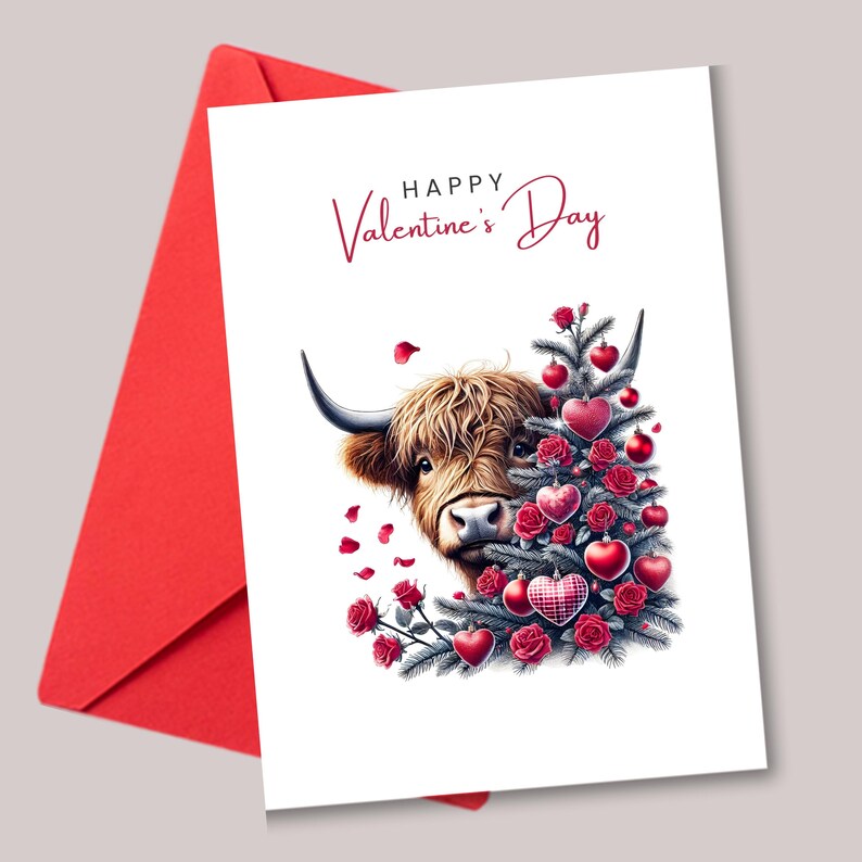 Highland Cow Valentine's Day Cards Set, Rustic Farm Love Notes - Etsy