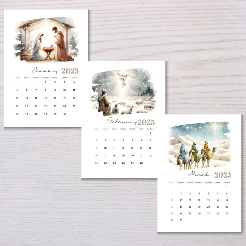 2026 Nativity Desk Calendar: Christian Art With Biblical Scenes - Etsy