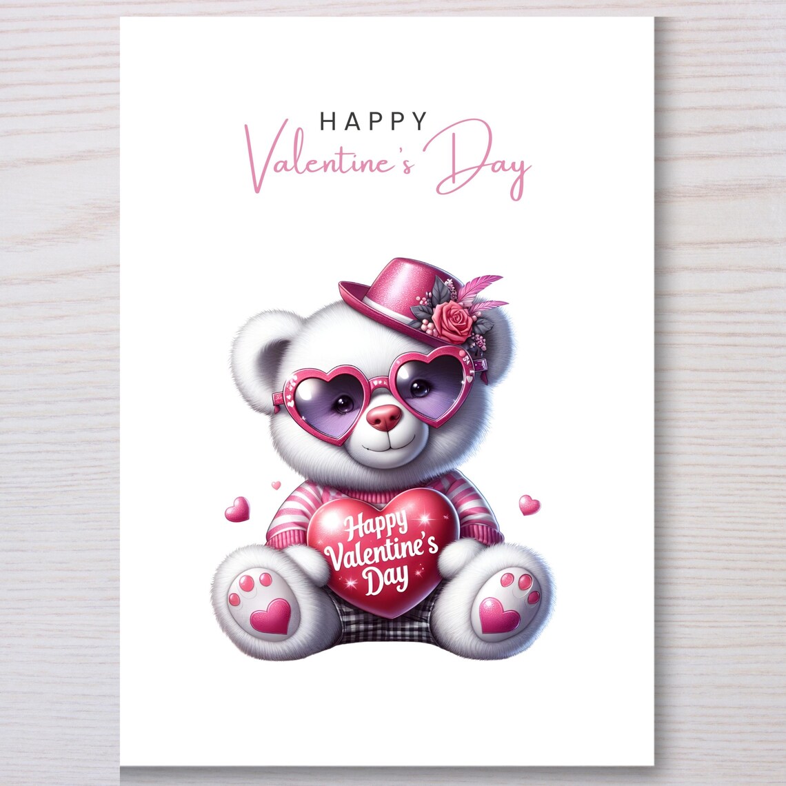 Cute Teddy Bear Valentine’s Day Card, Adorable Love Greeting Valentines ...
