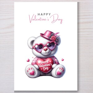 Cute Teddy Bear Valentine’s Day Card, Adorable Love Greeting Valentines ...